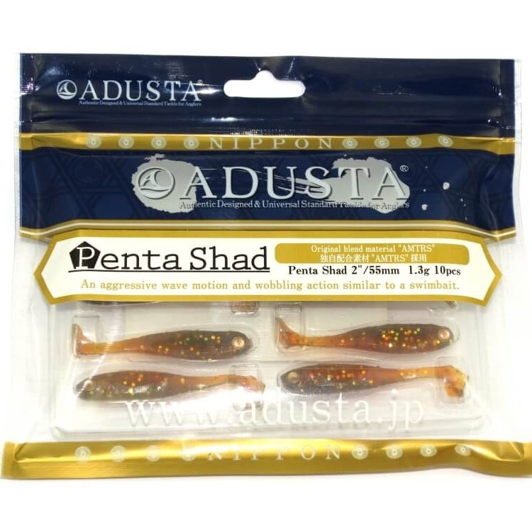Przynęta japońska Adusta Penta Shad 2" 5cm 1.3g kolor 004 MOTOR OIL PS2-004 5 cm \ 004 MOTOROIL ...